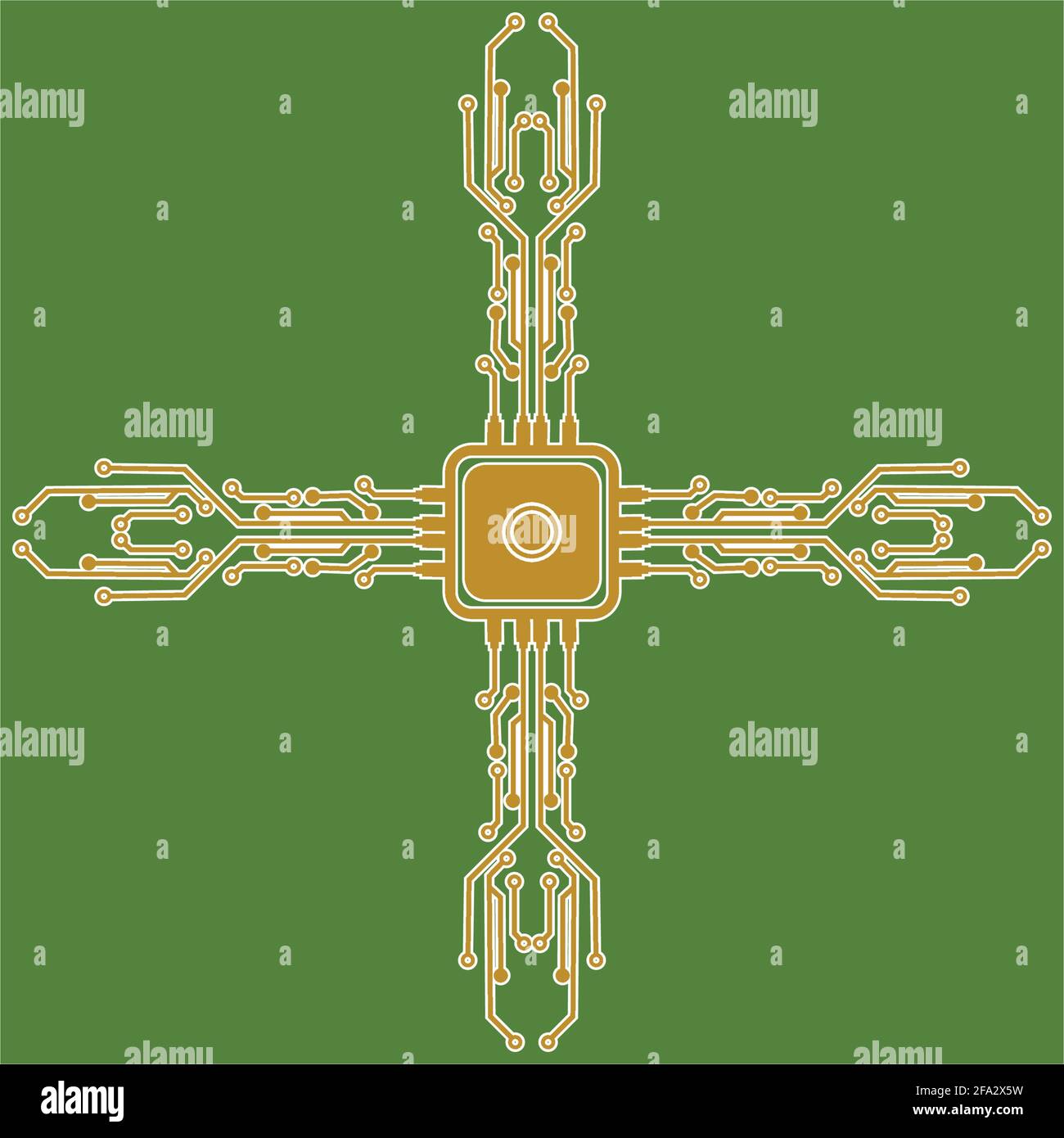 Flat Microelectronics Circuits Circuit Board Vector Green Background Stock Vector Image And Art