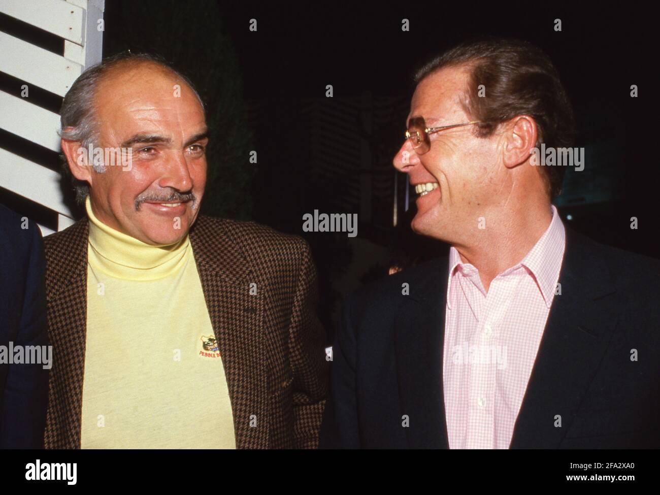 Sean Connery and Roger Moore . April 1987 Credit: Ralph Dominguez ...