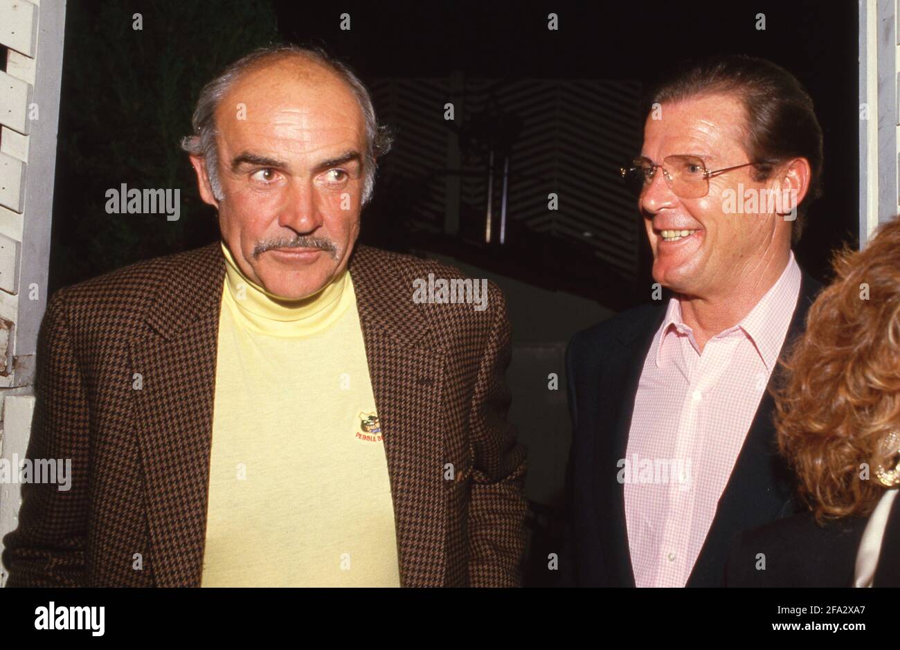 Sean Connery and Roger Moore . April 1987 Credit: Ralph Dominguez ...