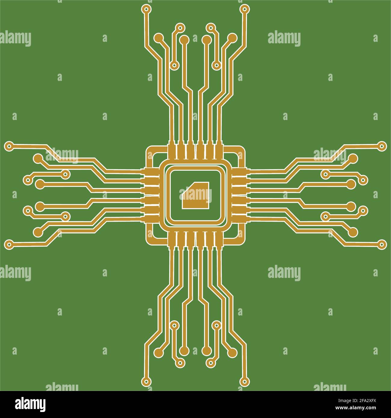 Flat Microelectronics Circuits Circuit Board Vector Green Background Stock Vector Image And Art