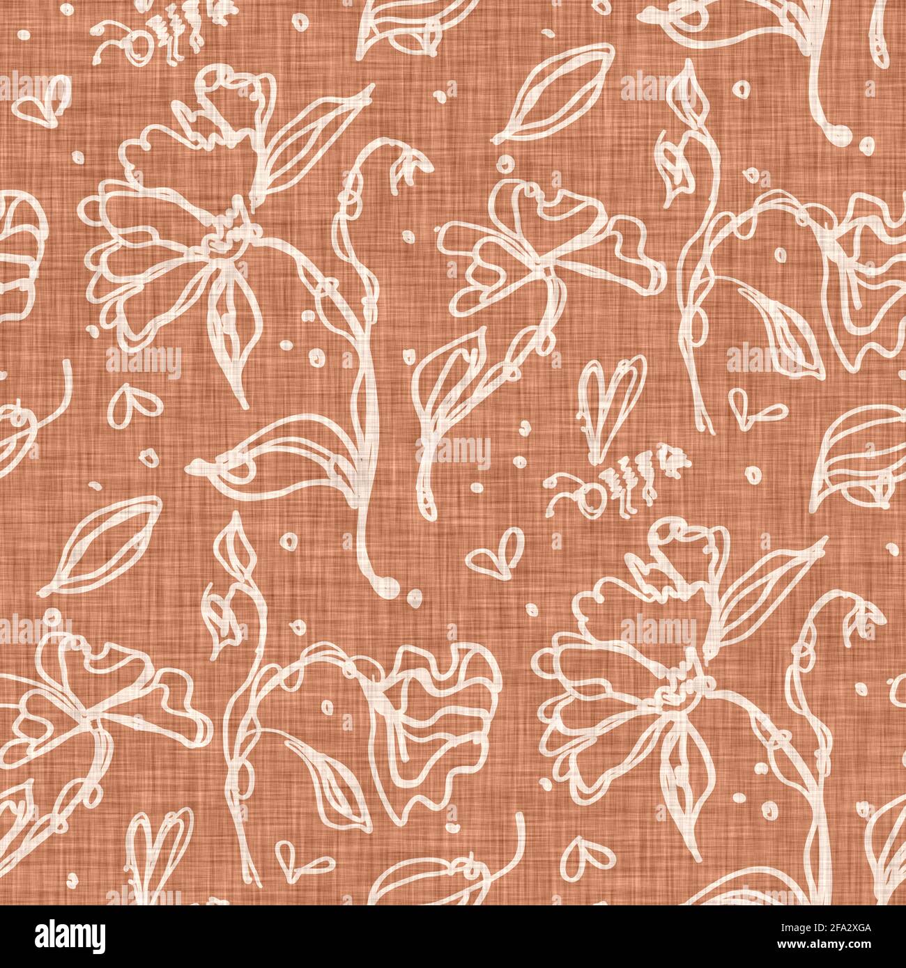 Seamless minimalist doodle flower pattern background. Calm two tone ...