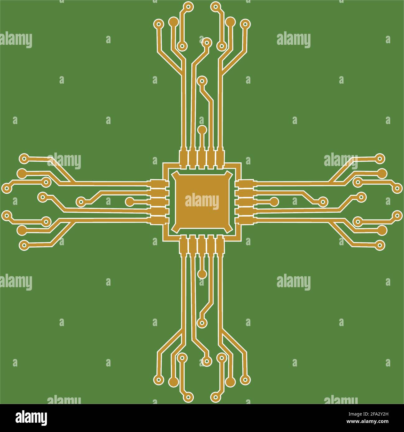 Flat Microelectronics Circuits Circuit Board Vector Green Background Stock Vector Image And Art