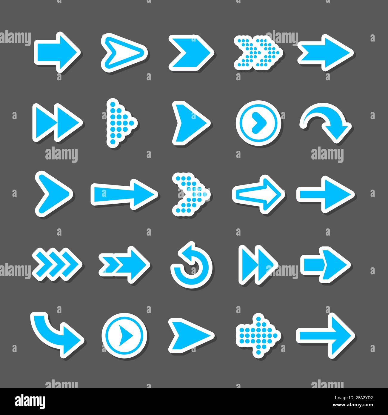 Colorful arrow stickers set. Blue cursor icons, pointers collection ...