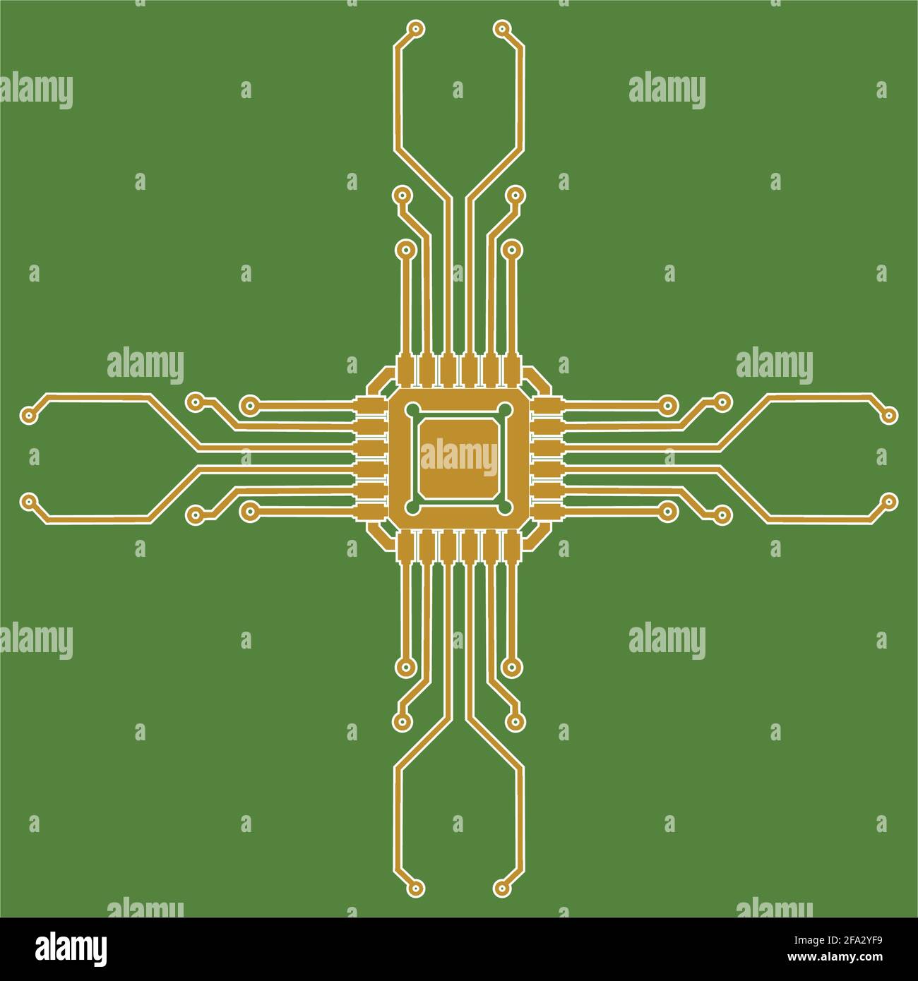 Flat Microelectronics Circuits Circuit Board Vector Green Background Stock Vector Image And Art