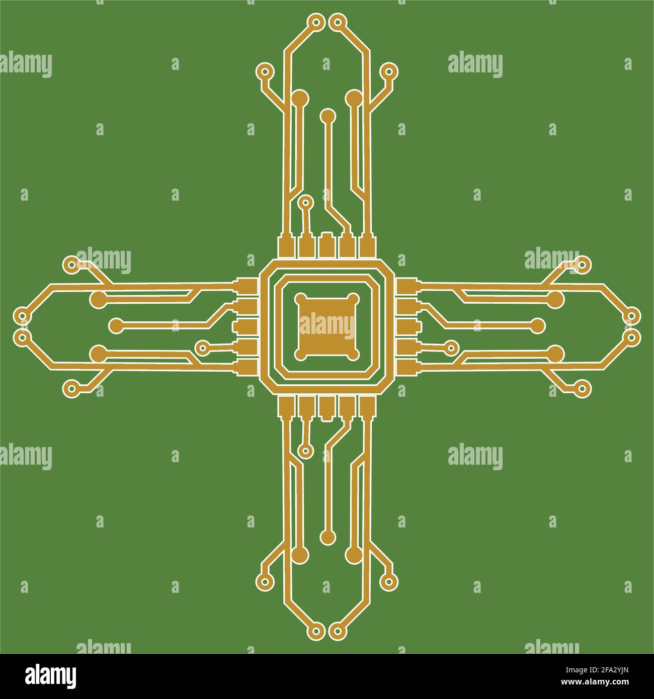Flat Microelectronics Circuits Circuit Board Vector Green Background Stock Vector Image And Art