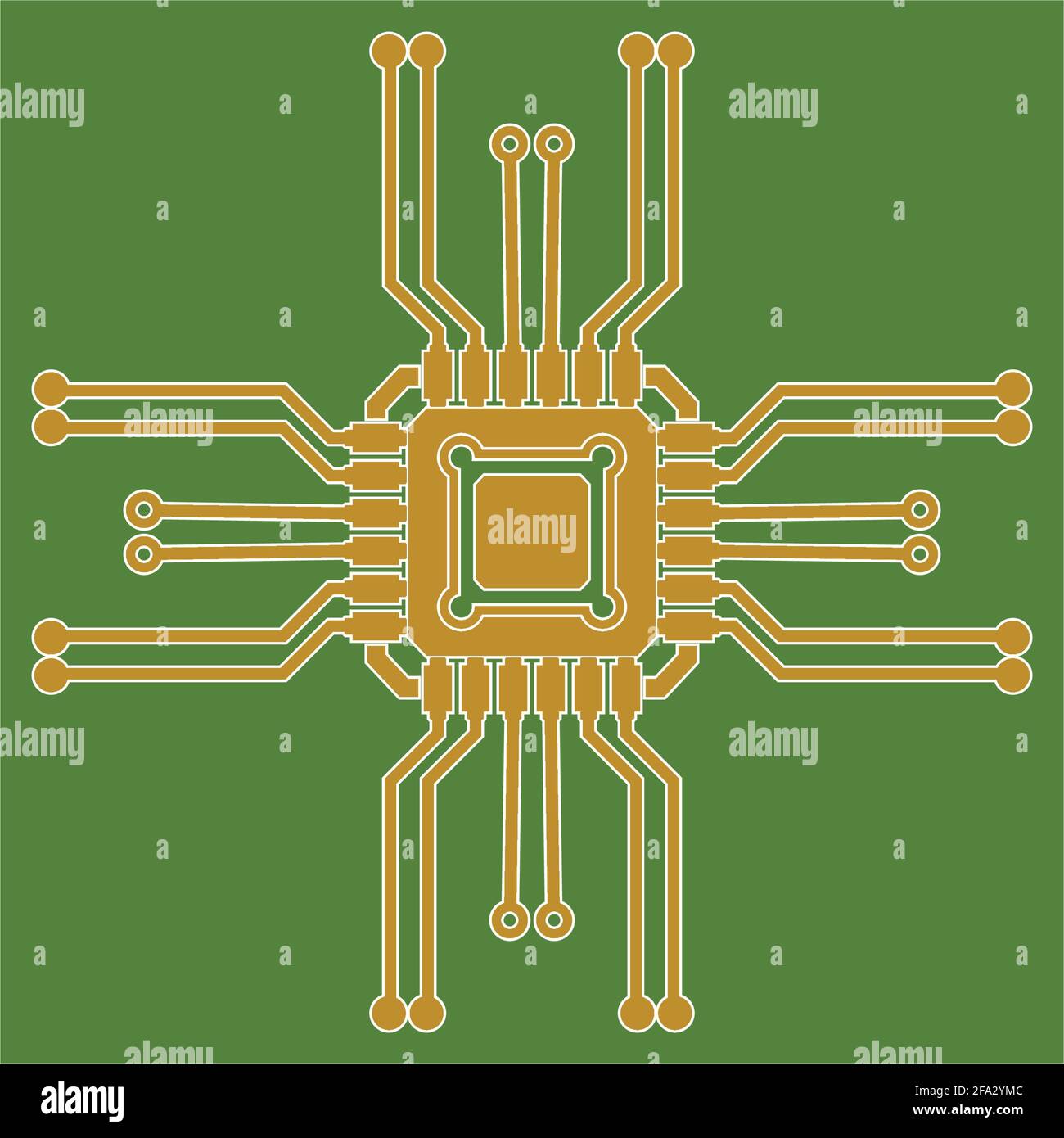 Flat Microelectronics Circuits. Circuit board vector, green background ...