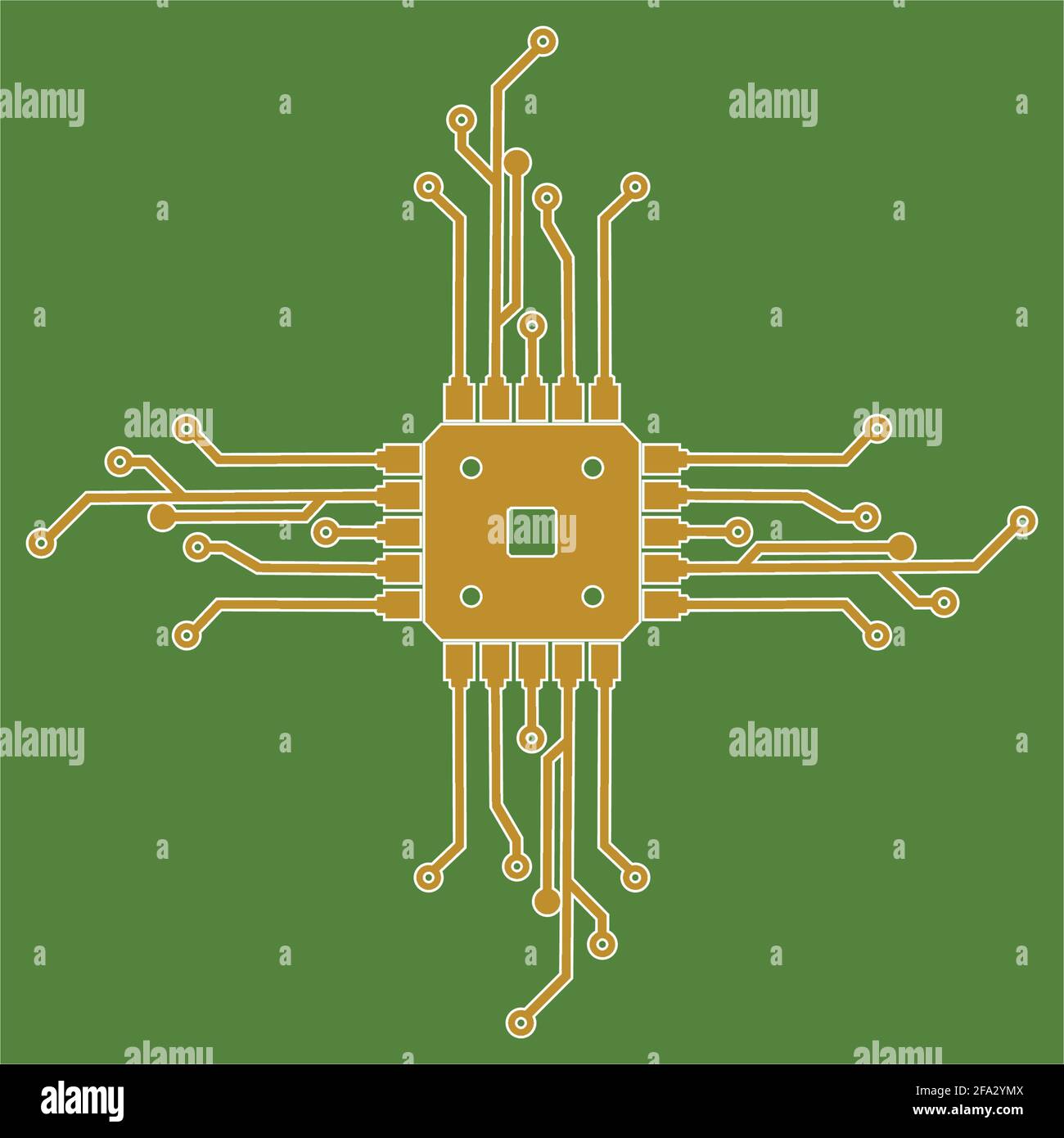 Flat Microelectronics Circuits Circuit Board Vector Green Background Stock Vector Image And Art