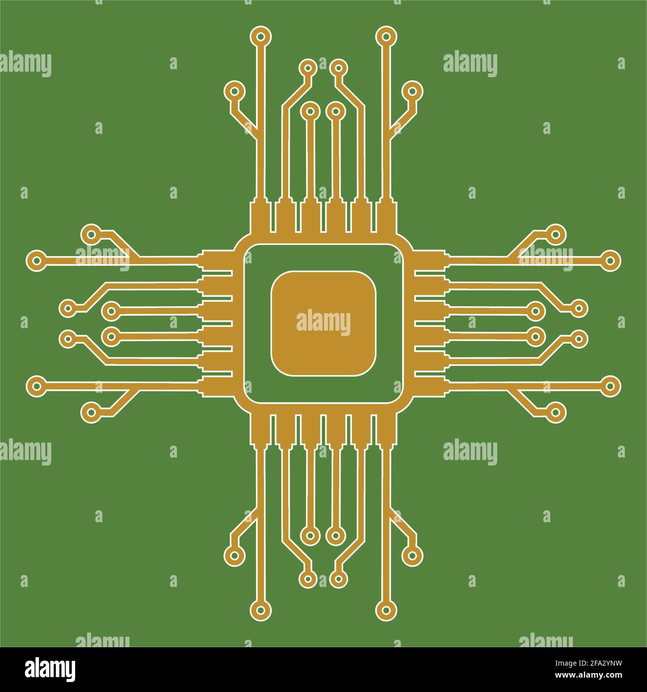 Flat Microelectronics Circuits Circuit Board Vector Green Background Stock Vector Image And Art