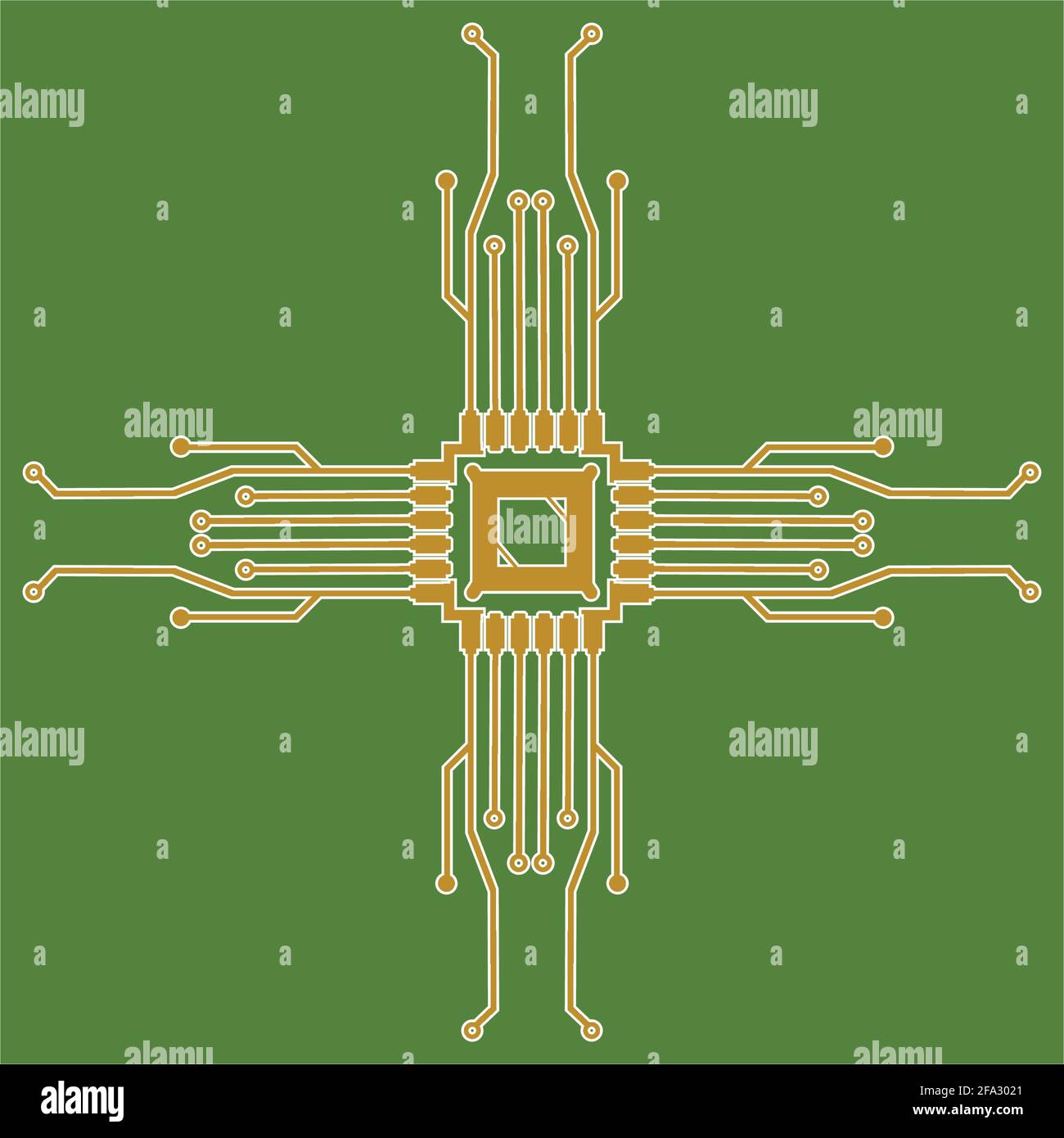 Flat Microelectronics Circuits Circuit Board Vector Green Background Stock Vector Image And Art