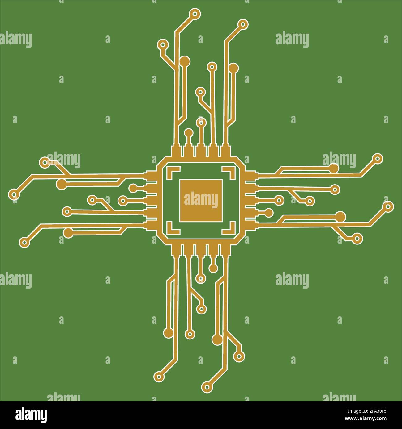 Flat Microelectronics Circuits Circuit Board Vector Green Background Stock Vector Image And Art