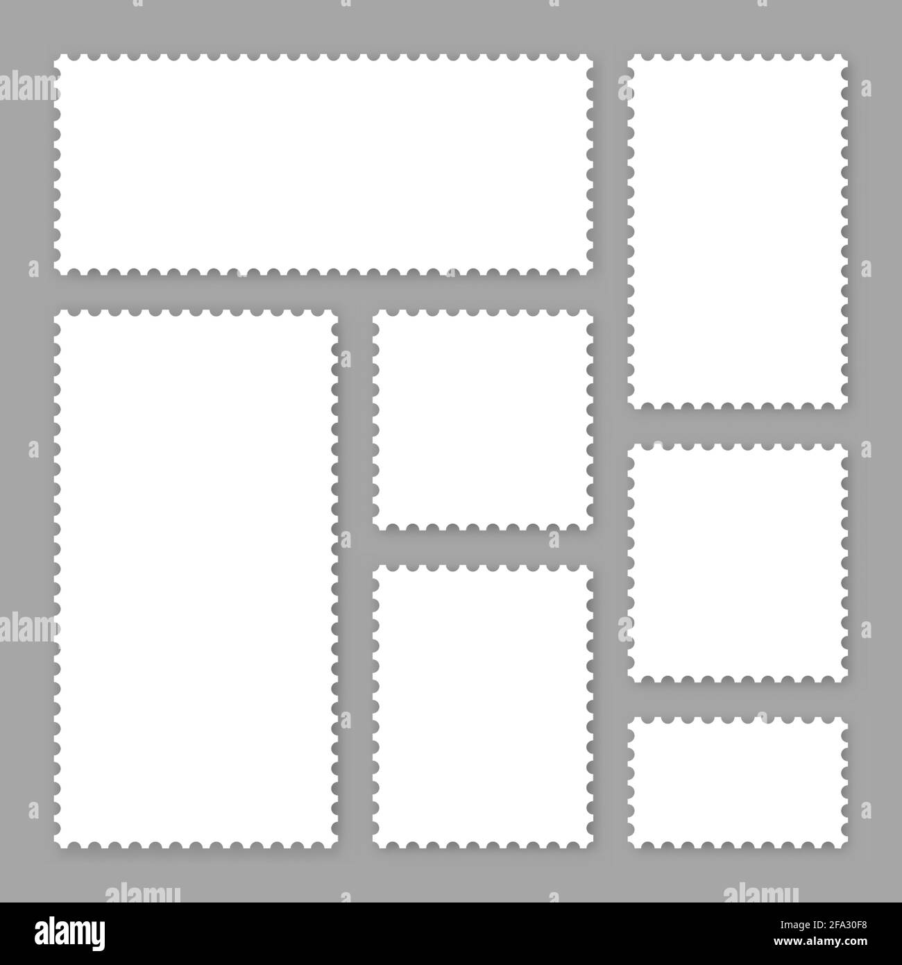 Blank white postage stamps collection. Sticky paper stamp. Vector ...