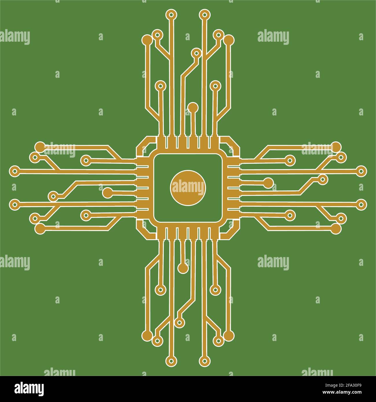 Flat Microelectronics Circuits Circuit Board Vector Green Background Stock Vector Image And Art