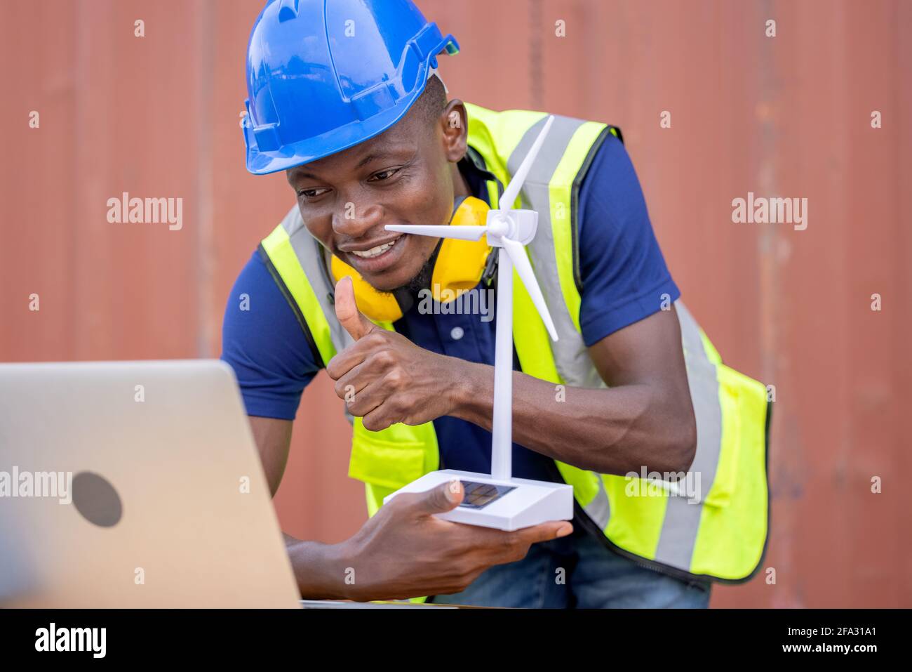 Engineer African American black worker discussing of solar energy from ...