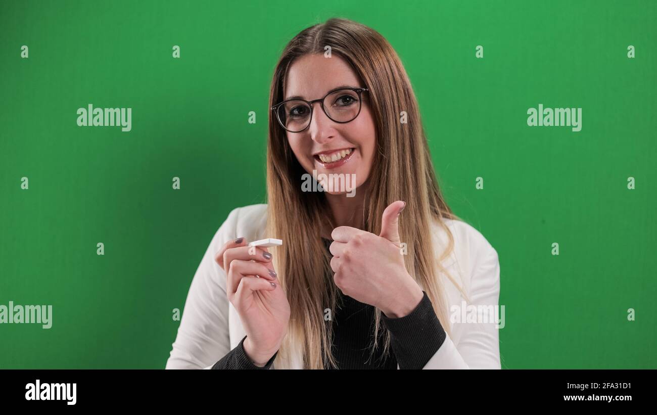 Young woman is happy that her Corona test is negative Stock Photo - Alamy