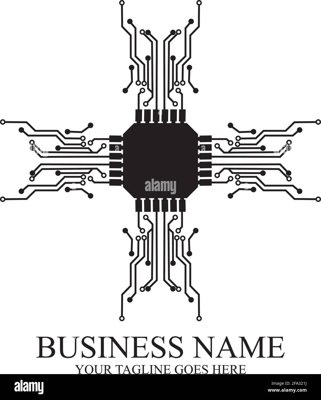 CPU processor line vector icon for websites and mobile flat design ...