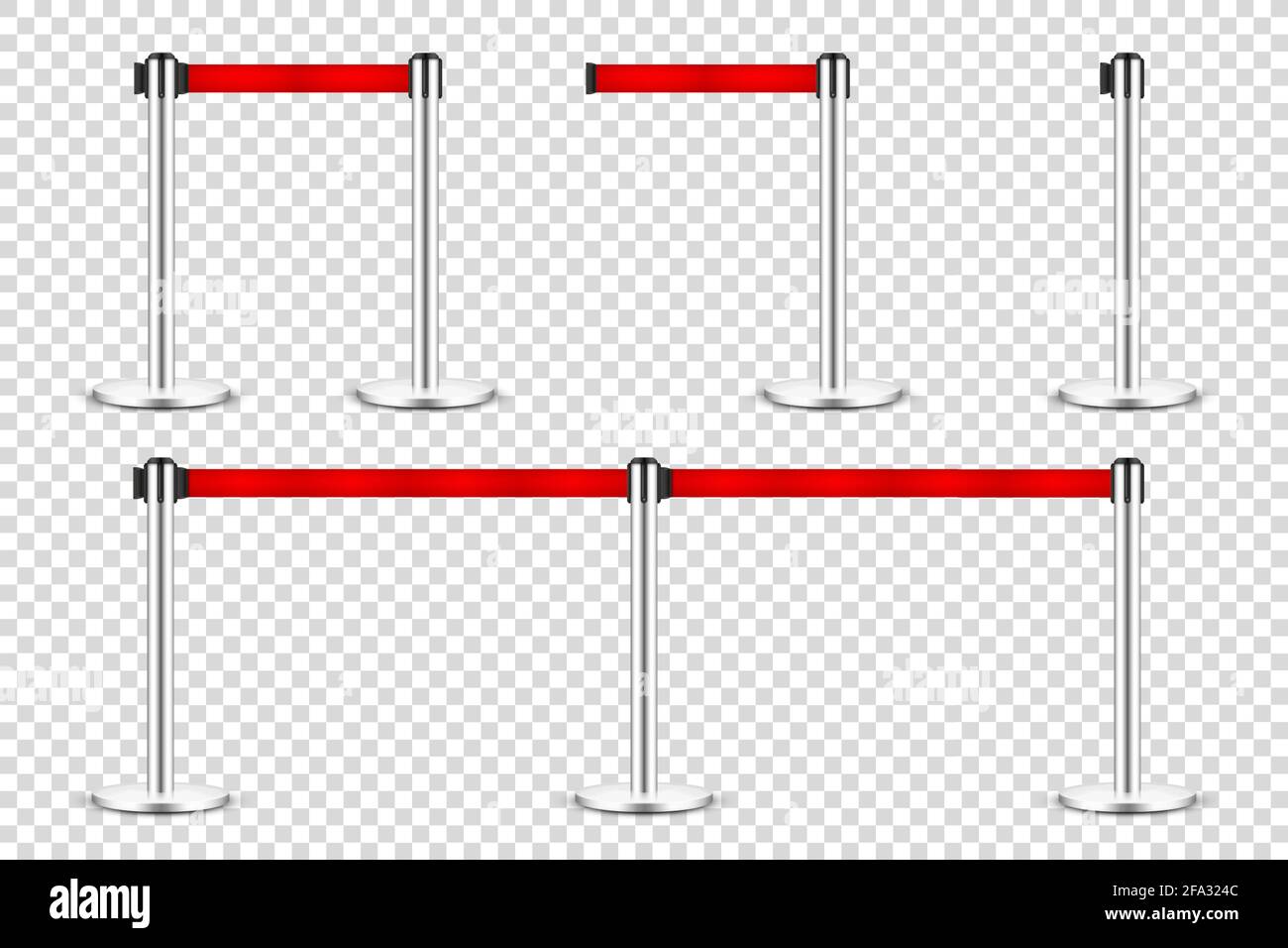 Realistic retractable belt stanchion on transparent background. Crowd ...