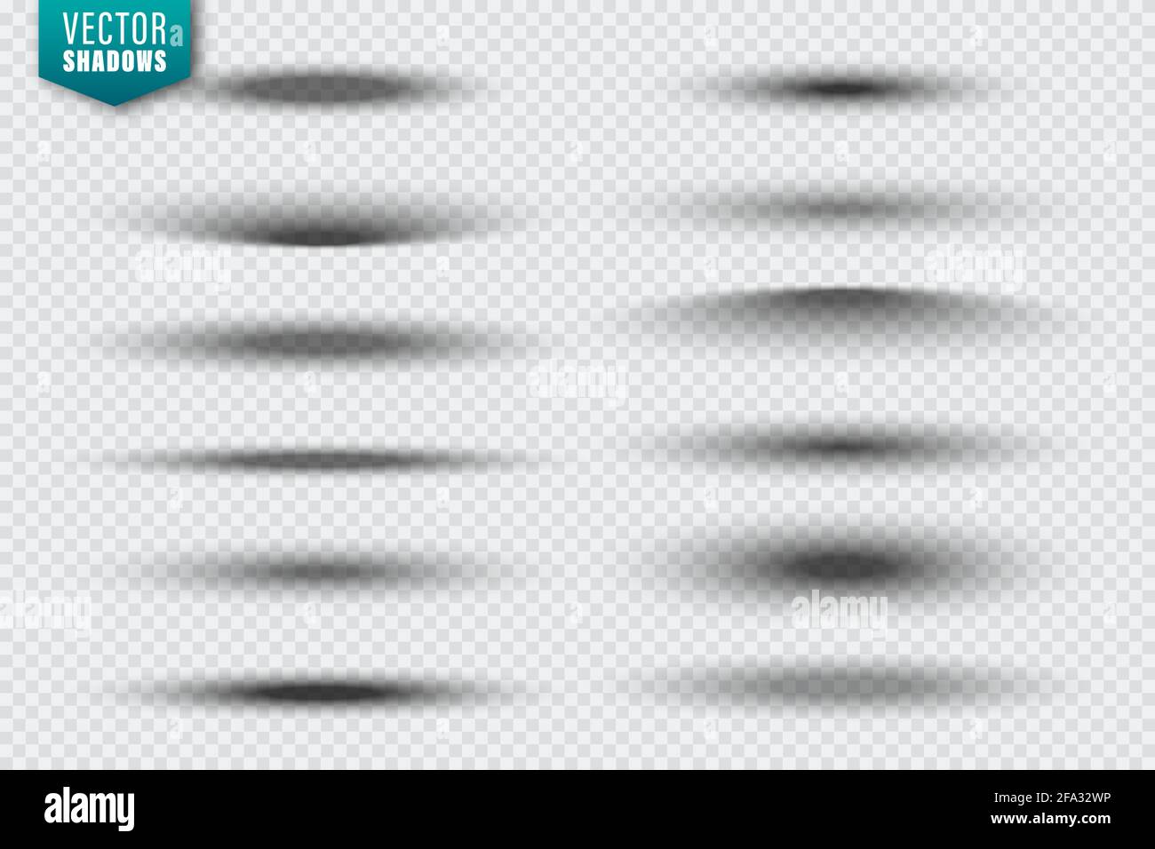 Vector shadows collection on transparent background. Realistic shadow ...