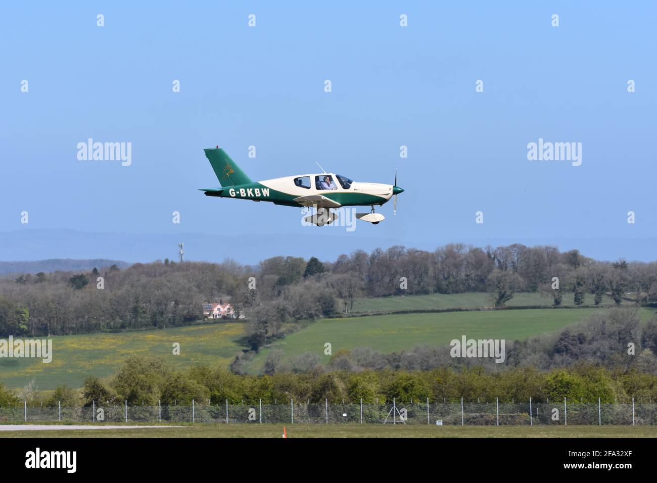 A small light aircraft coming into land at Lulsgate Airport, Bristol ...
