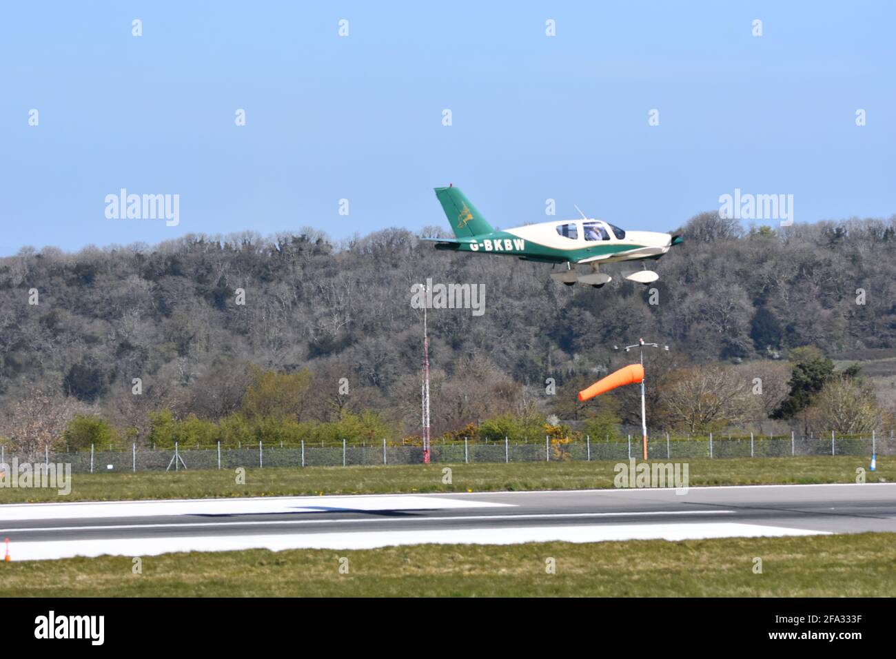 A small light aircraft coming into land at Lulsgate Airport, Bristol ...