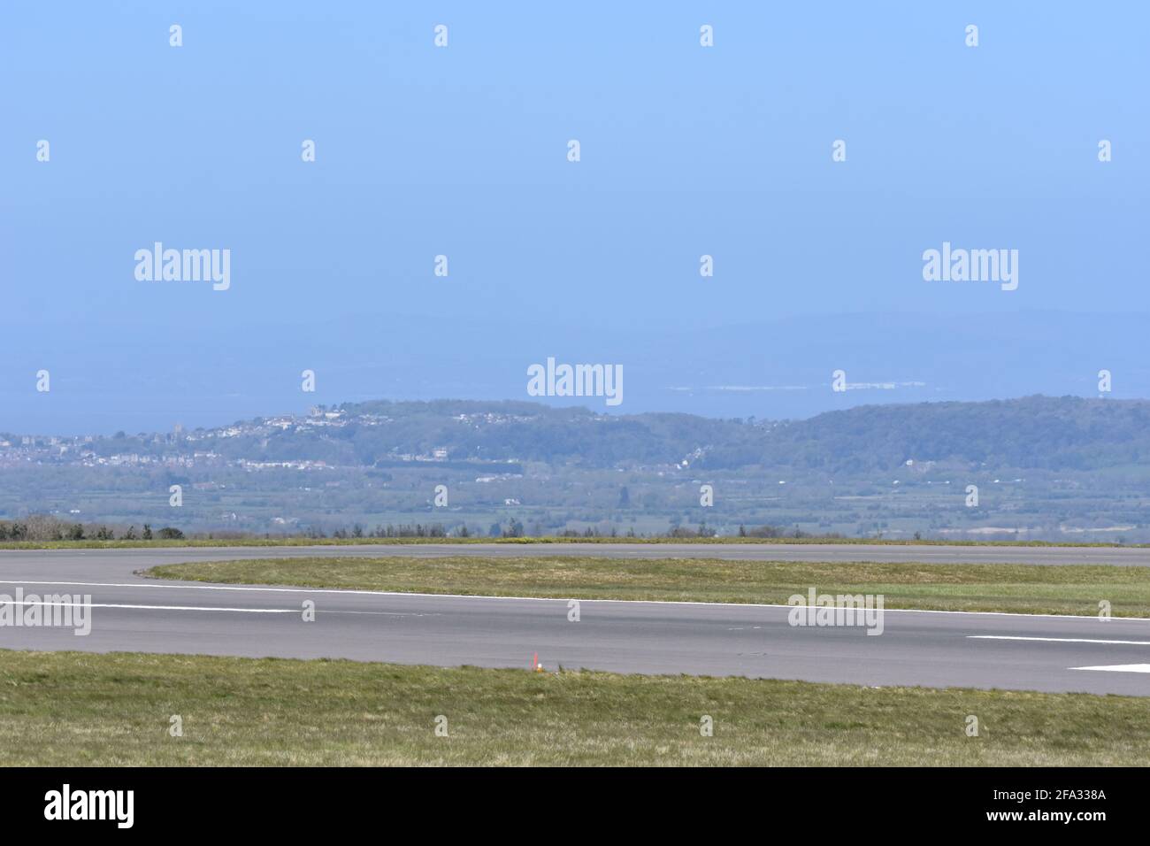 One end of the runway at Bristol Airport, Europe, UK Stock Photo - Alamy