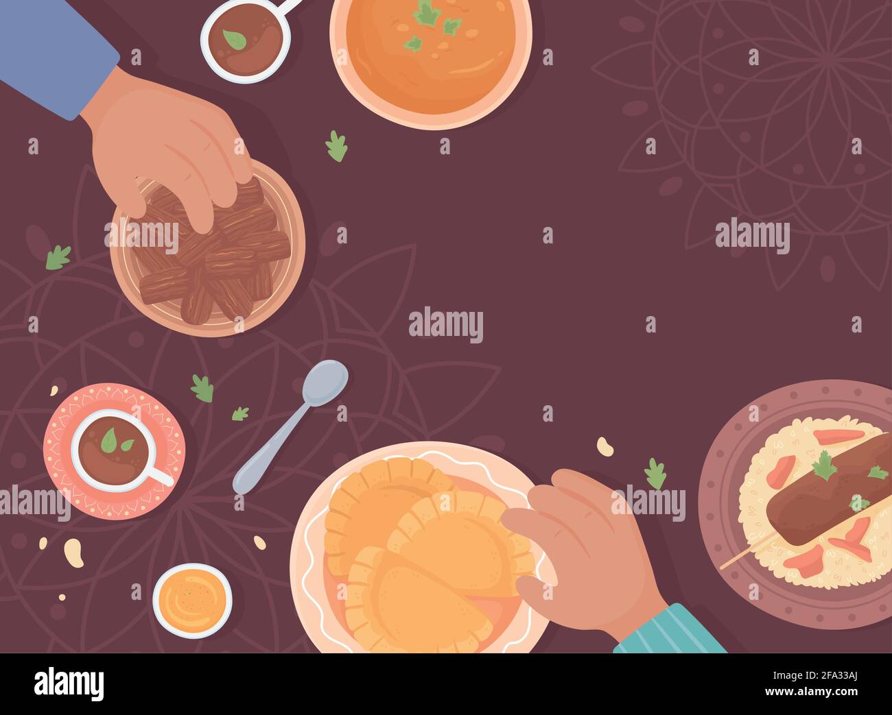 people eating food arabian menu Stock Vector Image & Art - Alamy