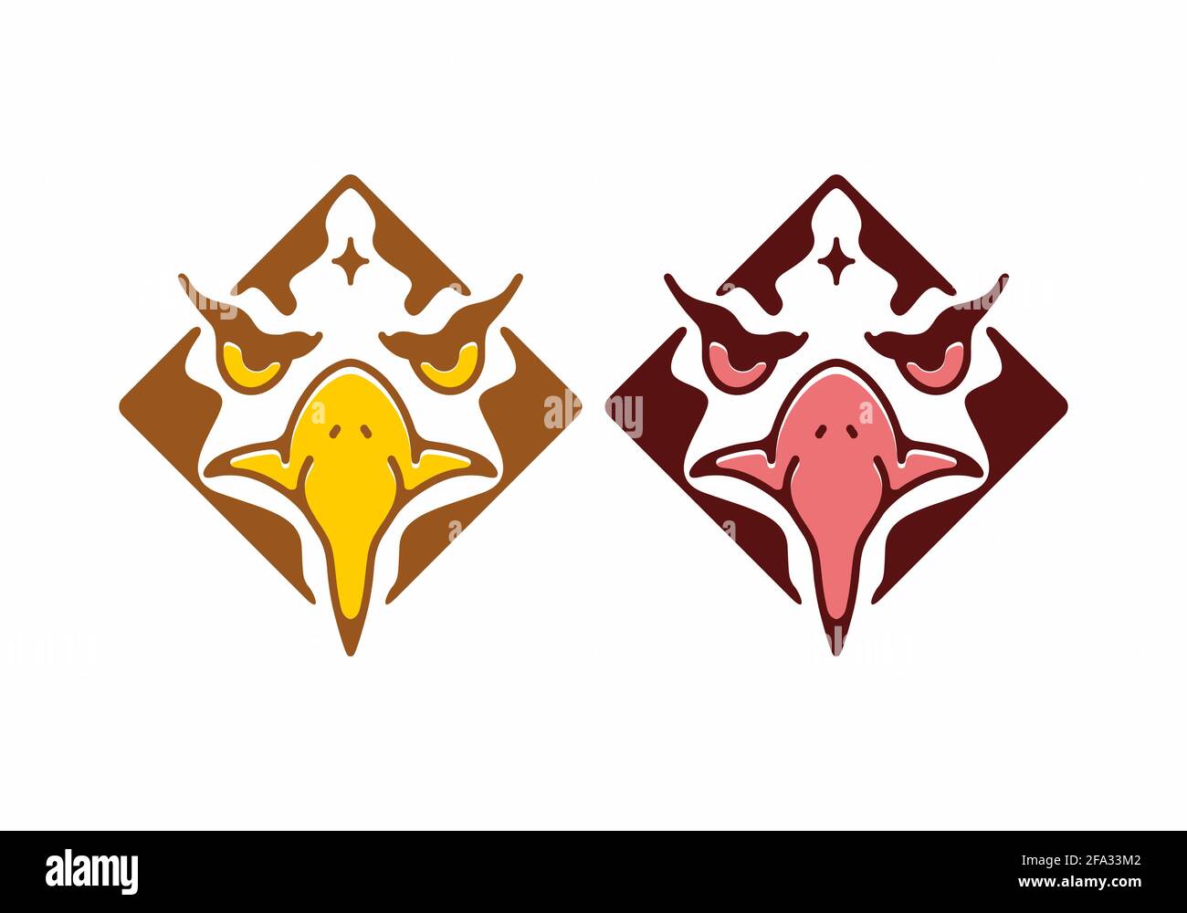 Yellow and red line art illustration of eagle head design Stock Vector ...