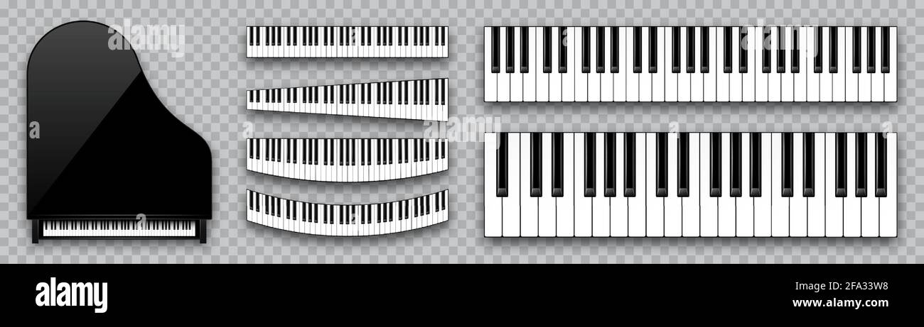 Realistic piano keys collection. Musical instrument keyboard on ...