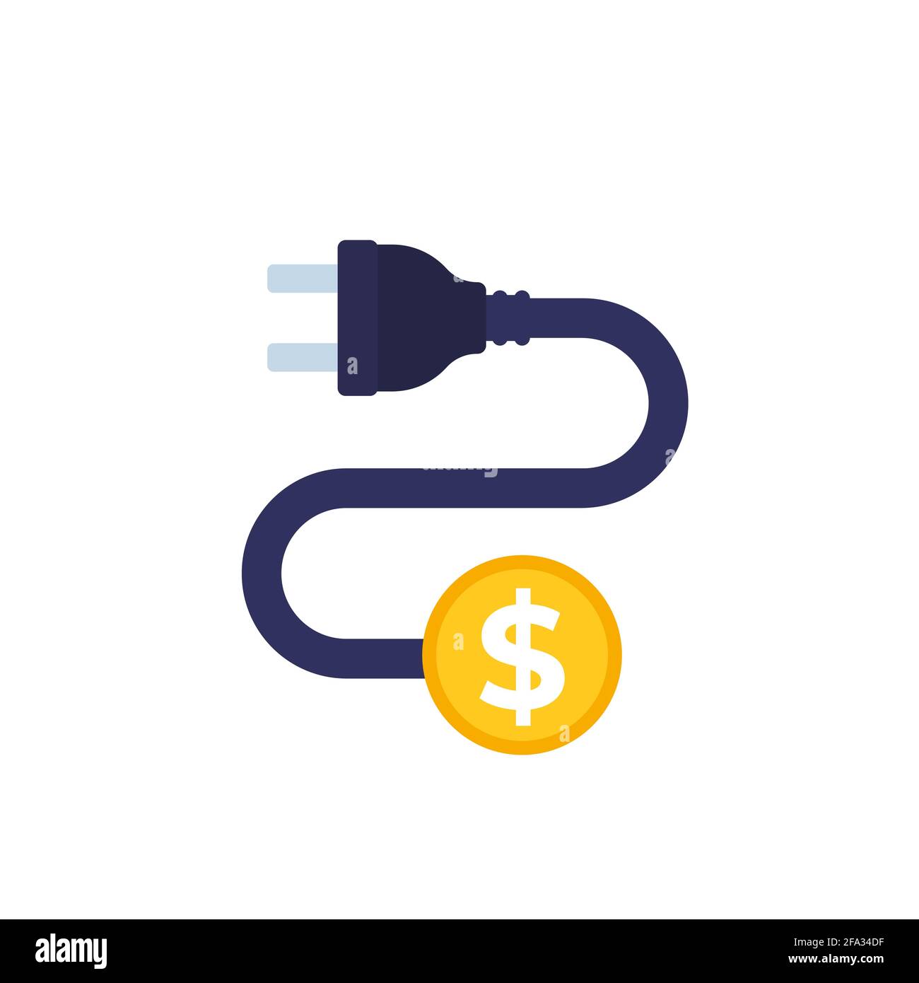 electricity costs icon with plug on white Stock Vector Image & Art - Alamy