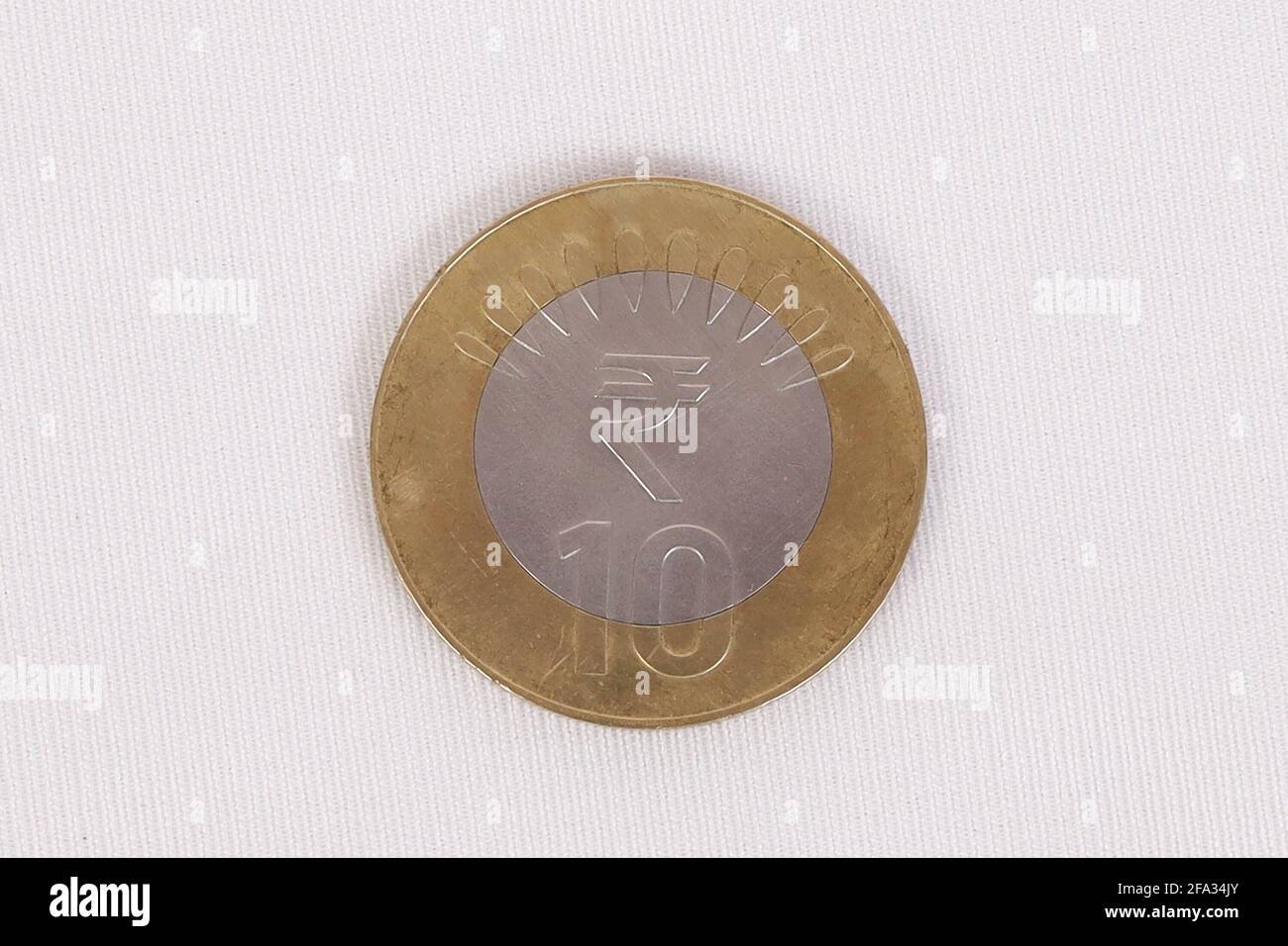 Indian ten rupees coin isolated on white background Stock Photo - Alamy