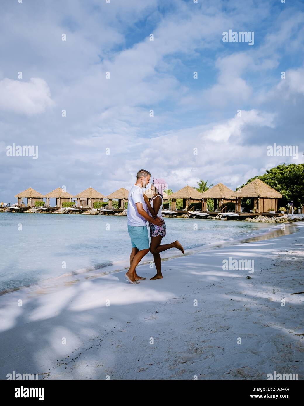Aruba March 2021 beach with pink flamingos at the beach, Aruba , couple ...
