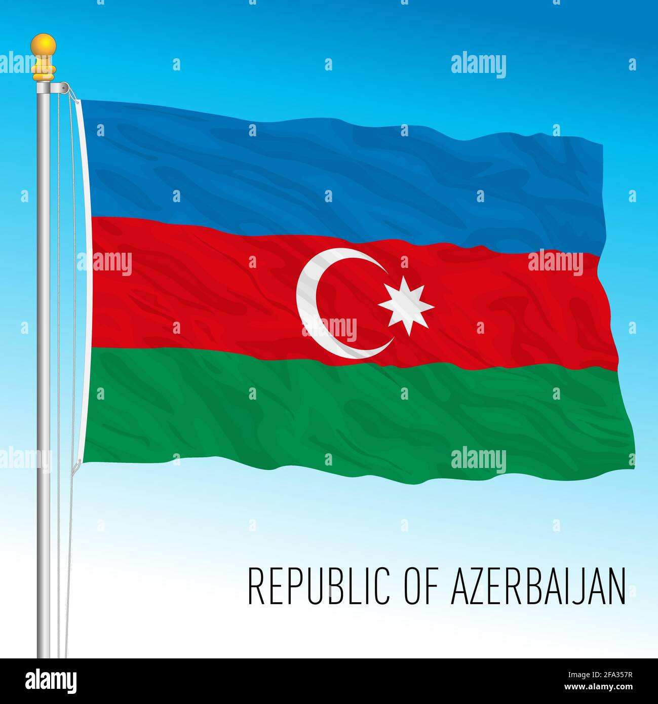 Azerbaijan official national flag, asiatic country, vector illustration ...