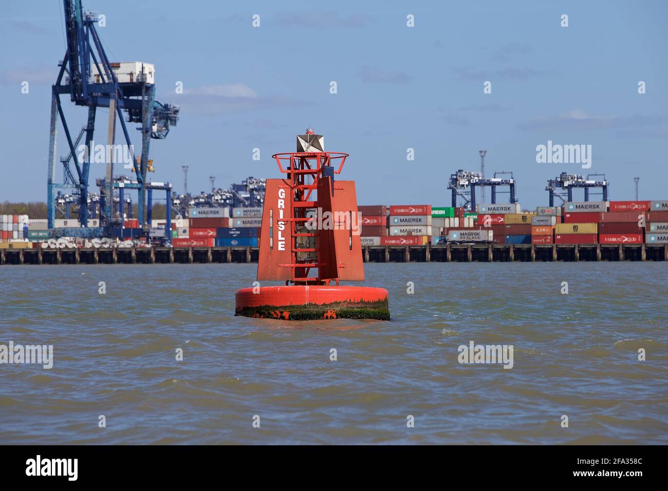 Trinity House marker buoy "Grisle" marking the deep water boundary at ...