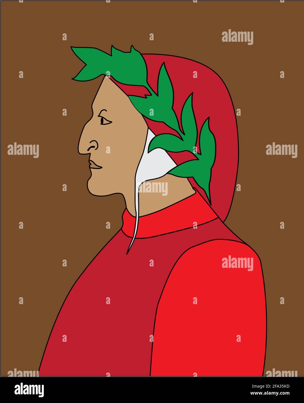 Illustration of the portrait of Dante Alighieri Stock Photo - Alamy