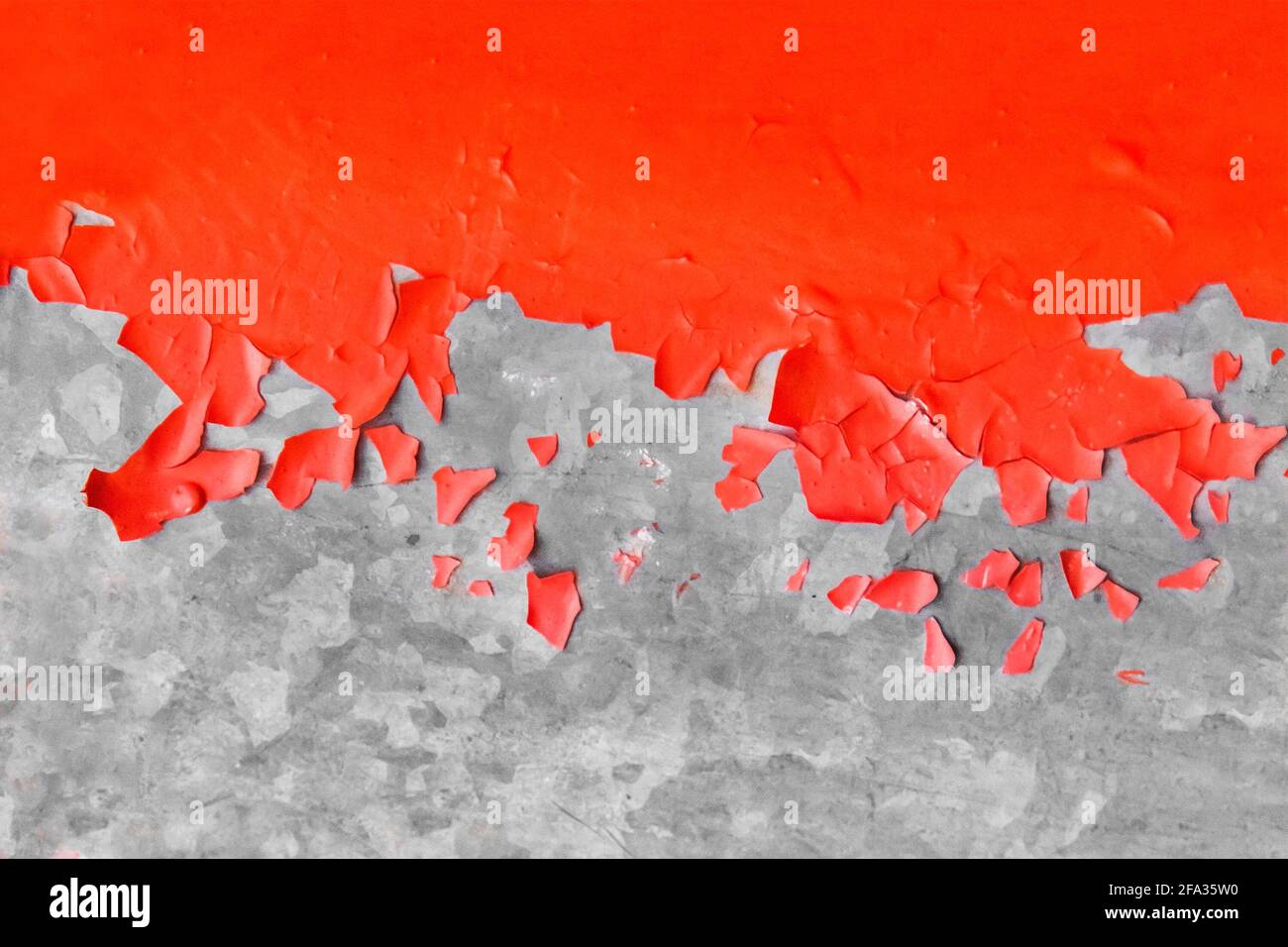 Old red peeling paint with galvanized iron metal surface texture ...