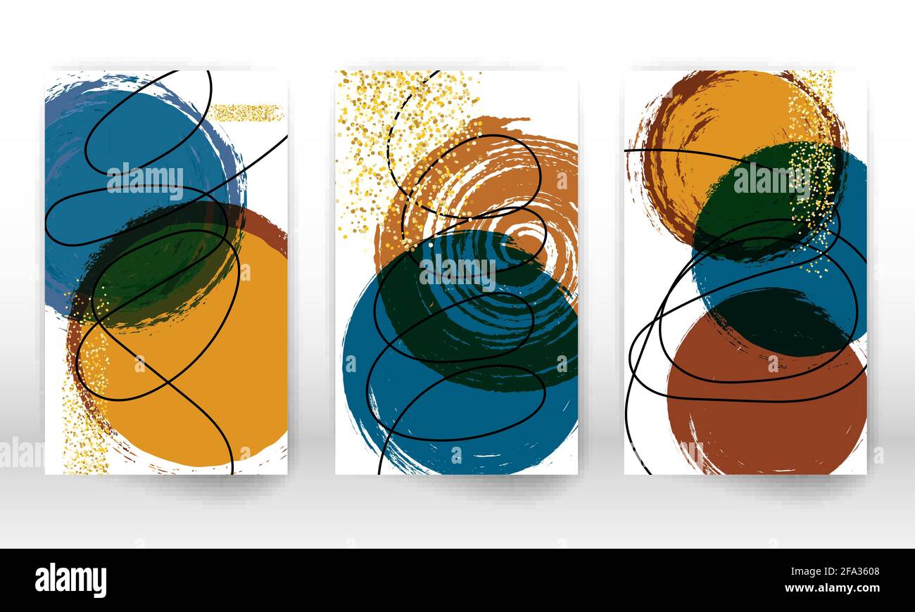 Modern art painting. Set of geometric shapes and lines. Minimalist hand ...