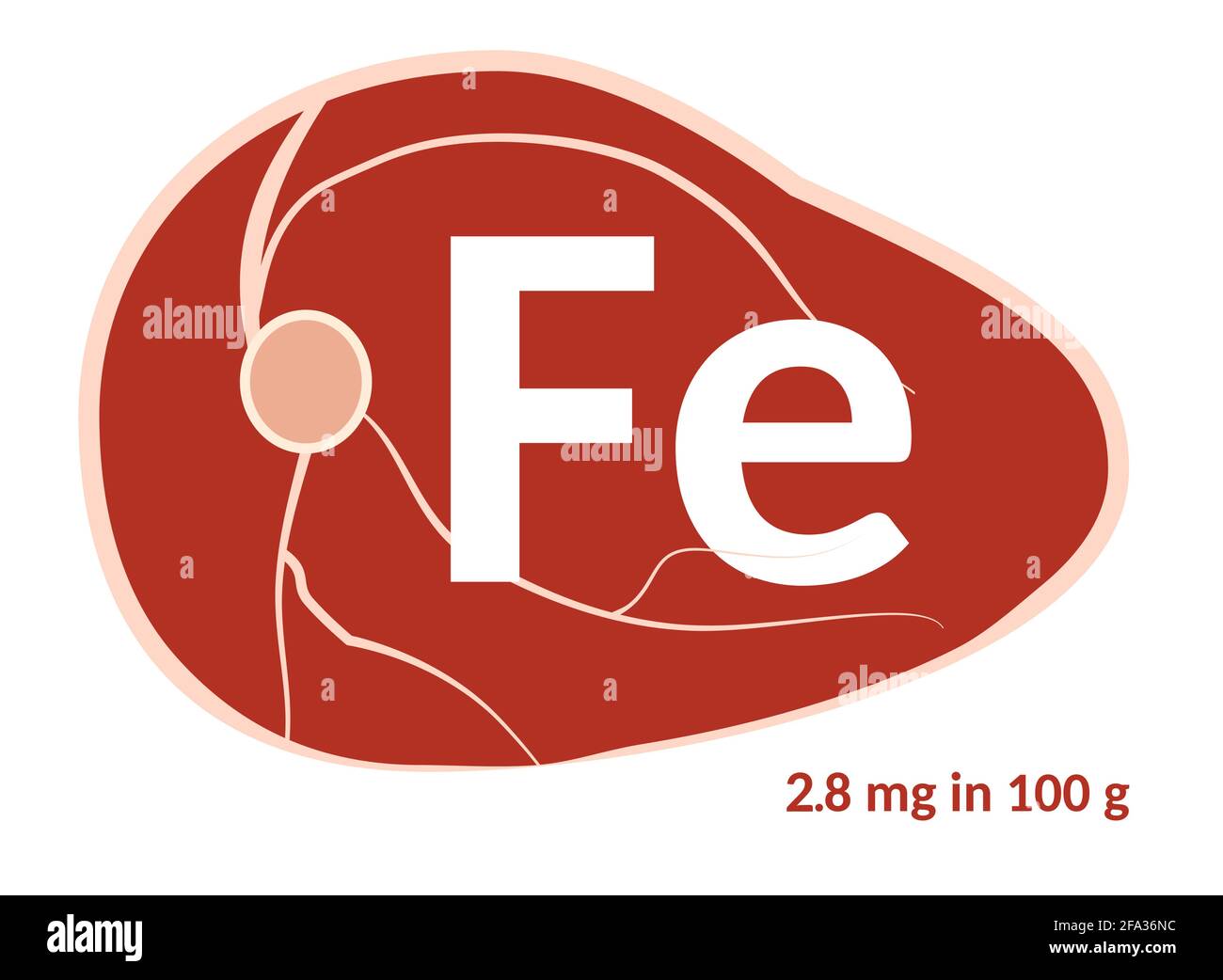 Meat containing iron cartoon vector illustration isolated on white. Fe ...