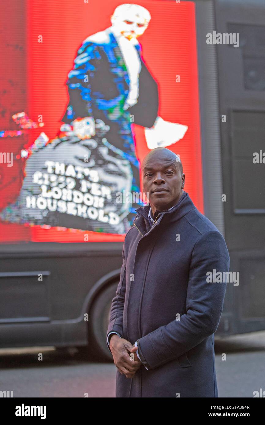 Shaun Bailey MP, launches his battle bus on the 22nd of April 2021 as ...