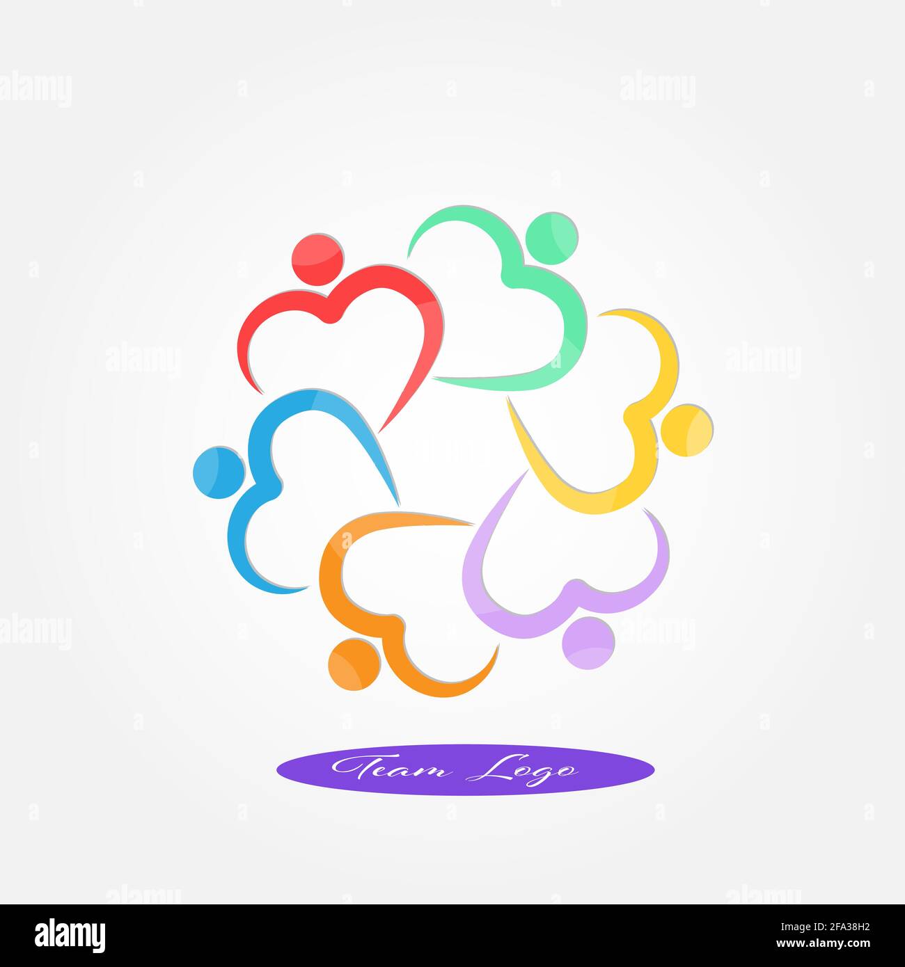 Team logo, like-minded people or friends, social logo. Hugging hearts ...