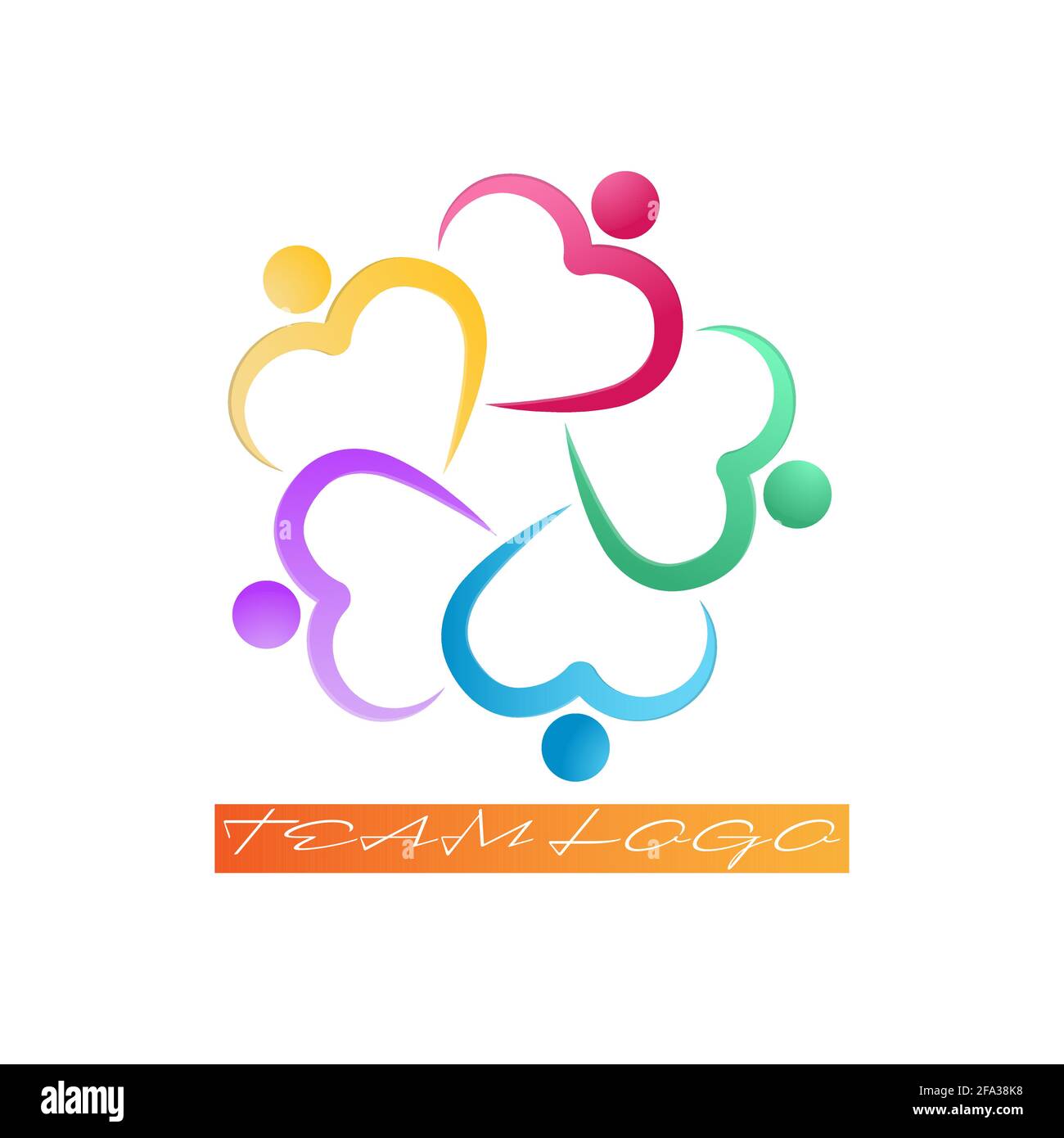Team logo, like-minded people or friends, social logo. Hugging hearts ...