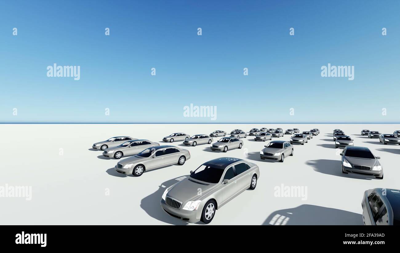 3D illustration of hundreds cars, one red Stock Photo - Alamy