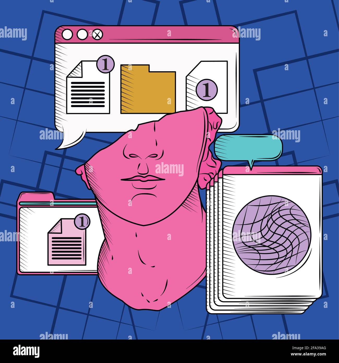 retro window folder data and document Stock Vector Image & Art - Alamy