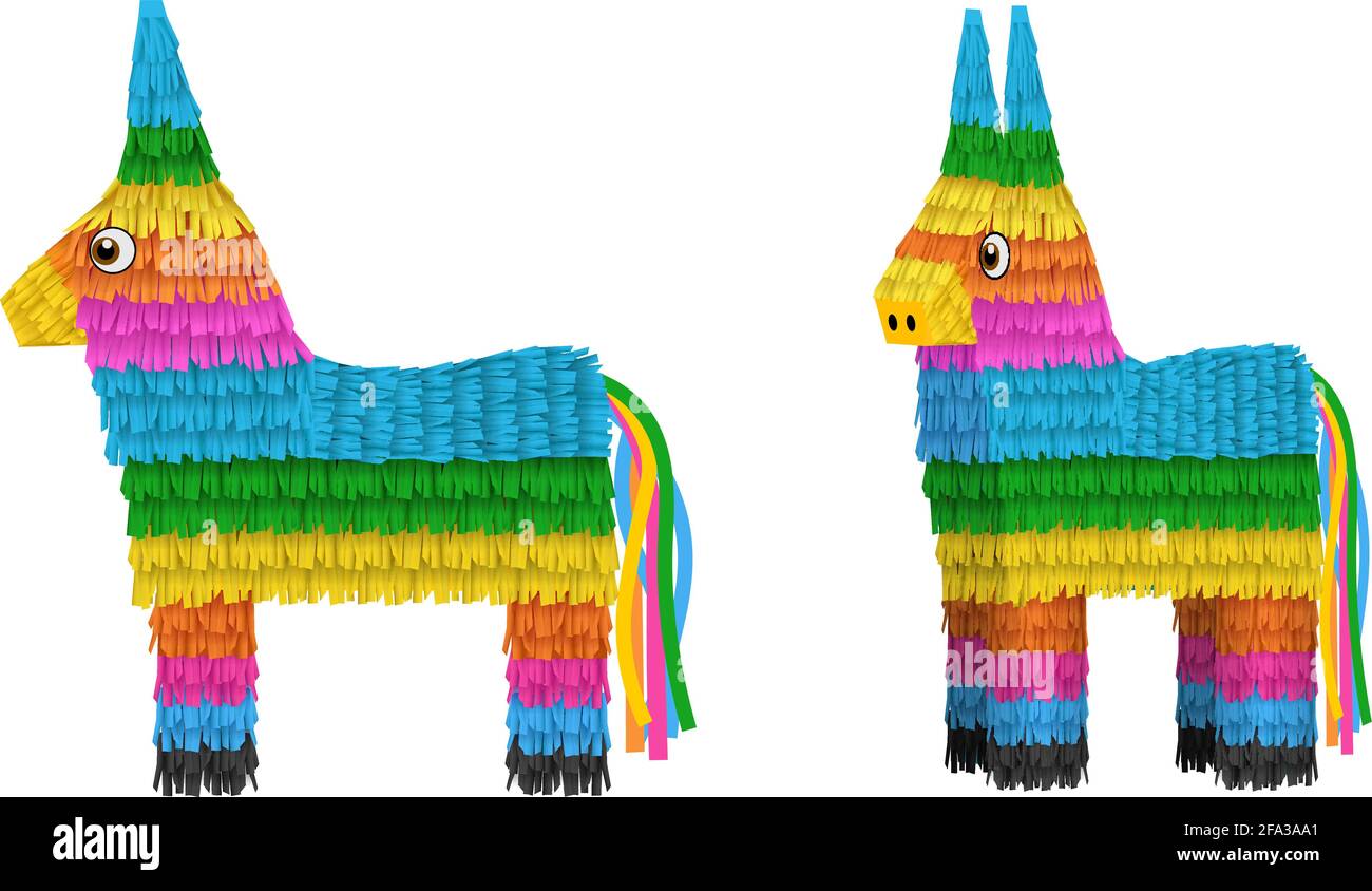 cinco de mayo elements isolated pinata donkeys illustration front and ...