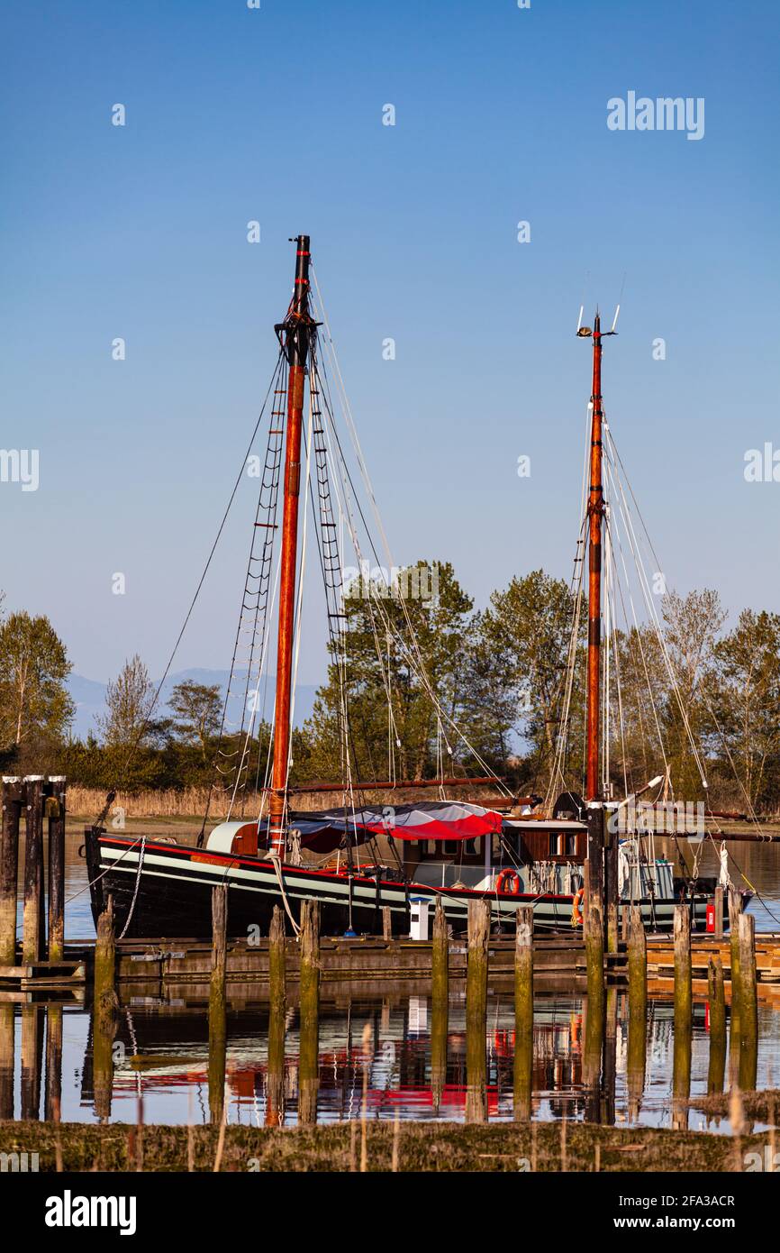 Sailing ketch Providence with new masts and the bowsprit removed after ...