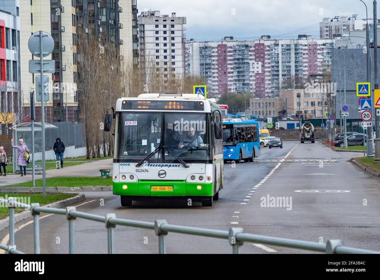 Russia, Moscow. City buses on a street Stock Photo - Alamy