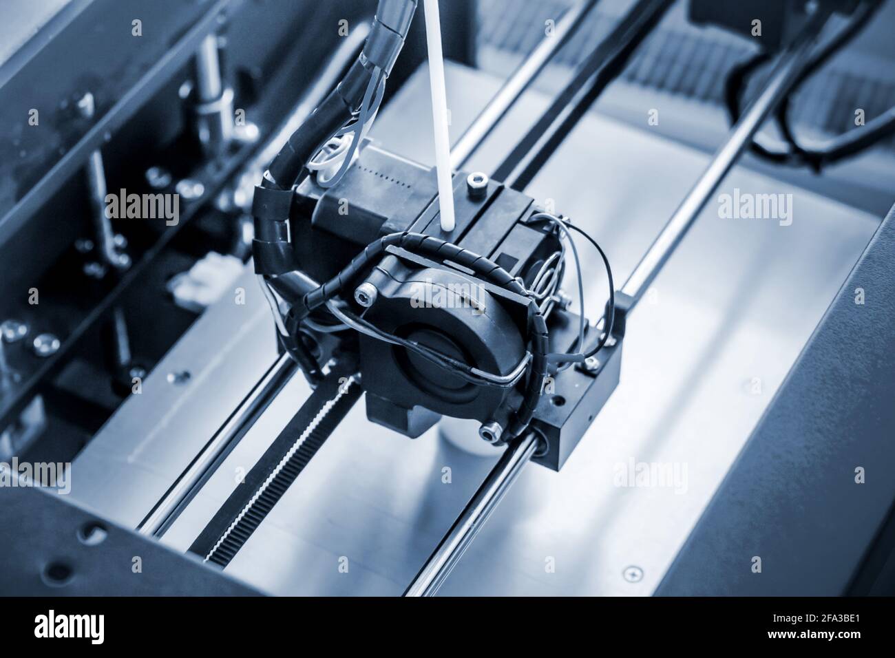 Objects printed by 3d printer. Automatic three dimensional 3d printer ...
