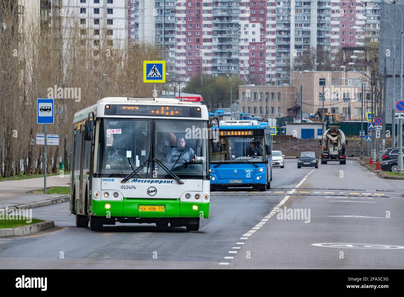 Russia, Moscow. City buses on a street Stock Photo - Alamy