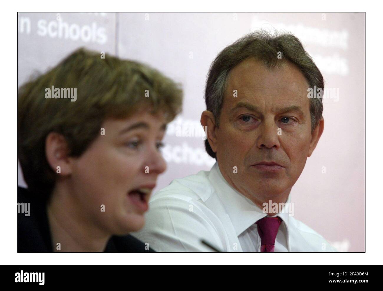Tony Blair with Ruth Kelly holds the Labour party morning press conf at ...
