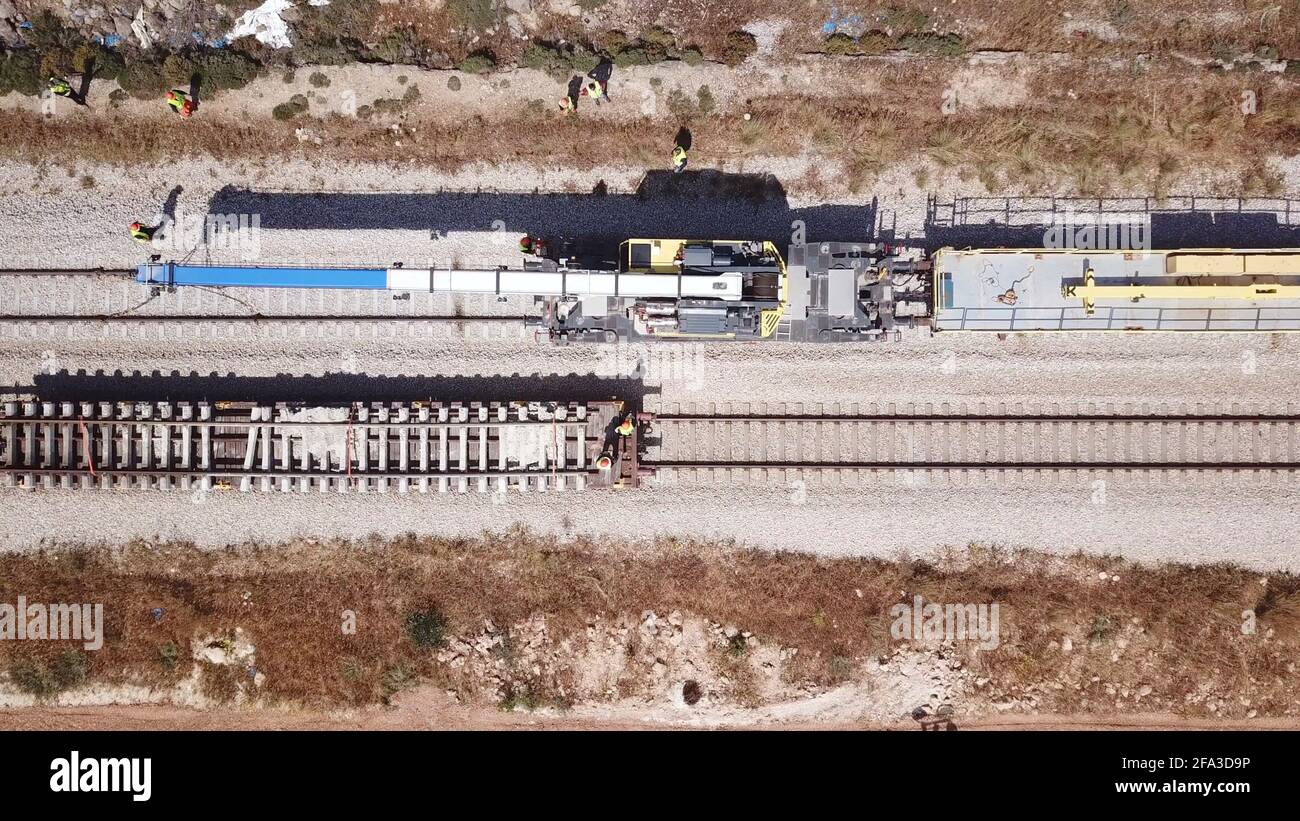 Railroad workers repairing a broken track. Repairing railway Stock ...