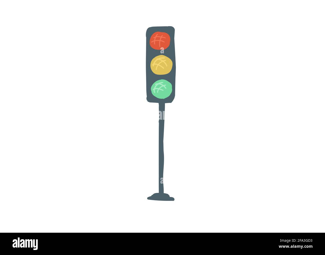 road traffic light. style cartoon simple hand drawing. vector ...