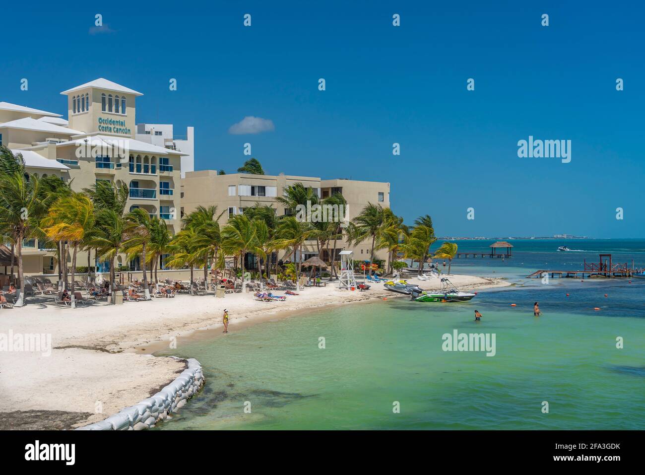 CANCUN, MEXIICO - MARCH 10.2021: View from the Ultramar ferry boots ...